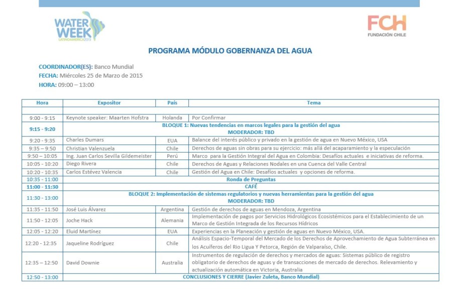 Seminarios Water Week Latinoamérica 2015: Gobernanza del Agua - CodeXVerde